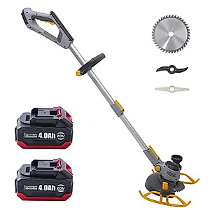PATIOX Weed Wacker Cordless, Electric Weed Eater Rechargeable 3 in 1, Two 4.0 Ah Battery Powered Weed Whacker Cordless 20v Grass Trimmer with Blade and Charger (4.0 Ah Battery)…