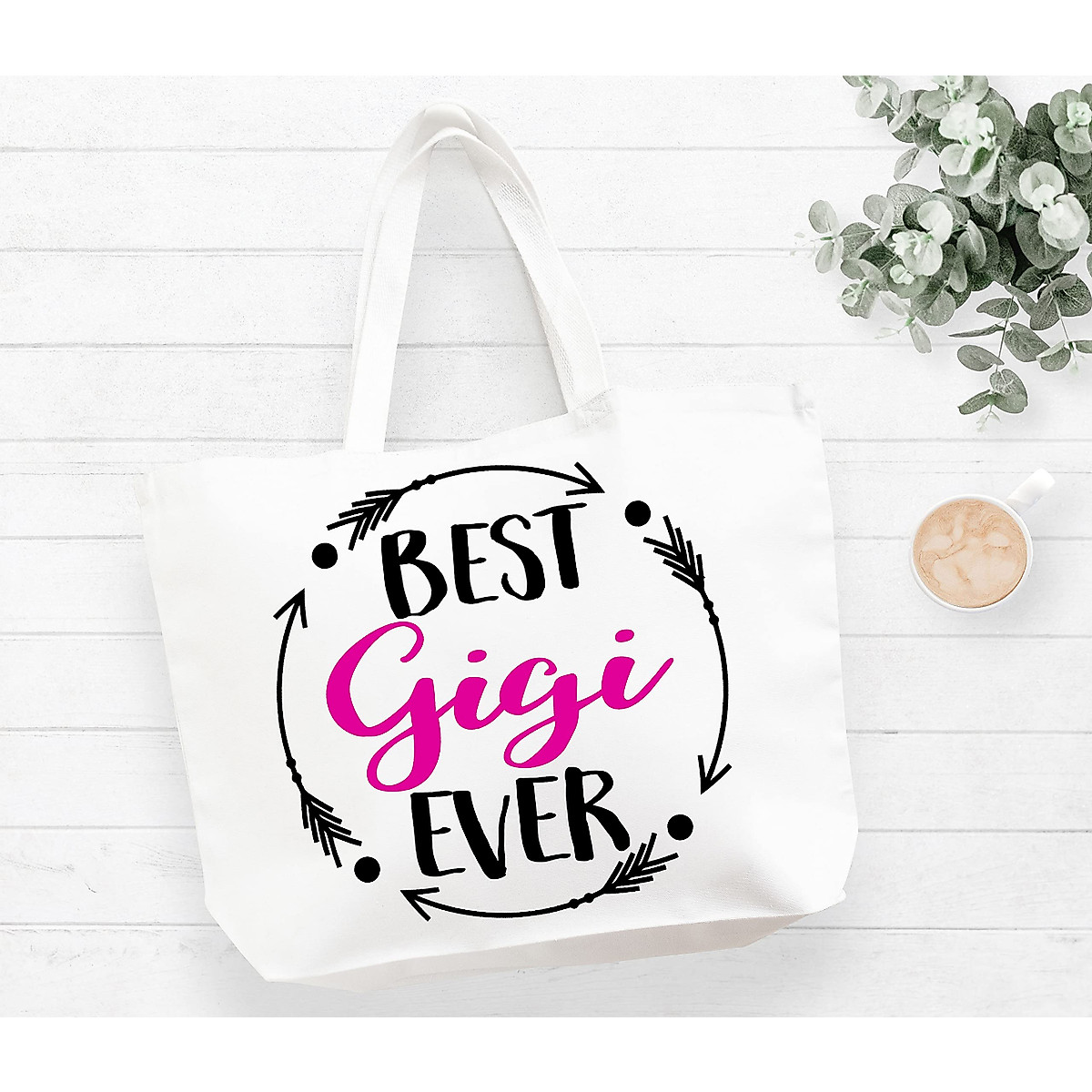 COCOVICI Gigi Tote Bag | Best Gigi Ever | Grandma Gifts | Gigi Gifts | Gigi Christmas Gift | Christmas Gift from Grandkids (Best Gigi Ever Pink/Black Font)