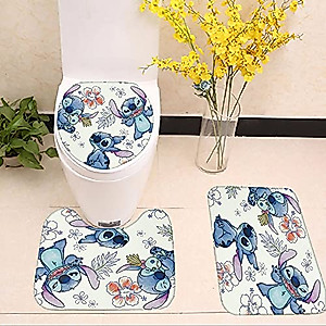 Dufdauio Anime 4 Piece Shower Curtain Set with Non-Slip Rug, Durable Toilet lid Cover, U-Shaped Cushion, and 12 Hooks Waterproof Shower Curtain Set for Bathroom