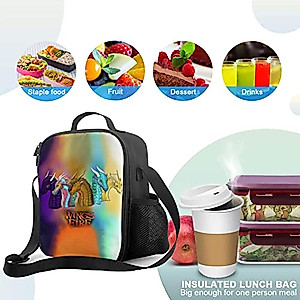 HelloMars Insulated Lunch Bag Fire_Dragon_Wings Lunch Bag for Women Men Pinic Office Portable Lunch Bento Box