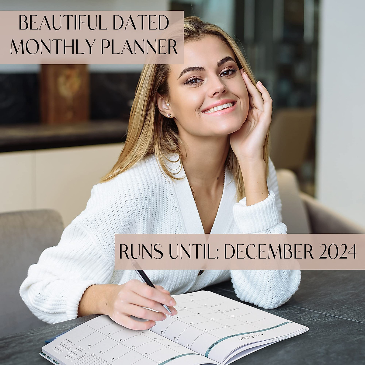 Simplified 2023-2024 Monthly Planner and Calendar Book - Beautiful Modern Greenery To Do List Notebook Easily Organizes Your Tasks to Boost Productivity - Runs Until December 2024