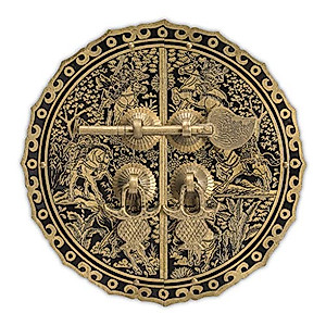 Hardware Philosophy Brass Six Horses Cabinet Face Plate Backplate Hardware Set 5.5"