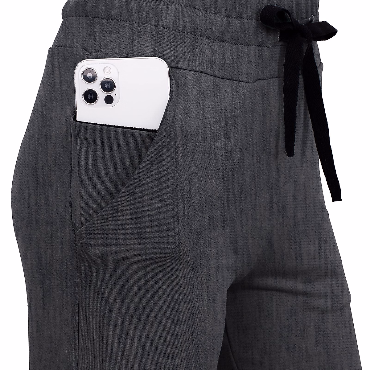 RESHE Womens Capri Pants Wide Leg Loose Comfy Drawstring Lounge Pajama Pants Yoga Capris with Pockets (Deep Hemp Gray, S)