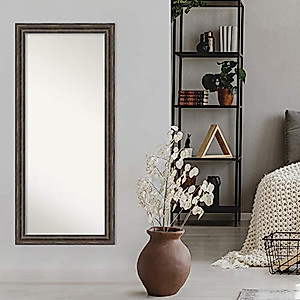 Amanti Art Non-Beveled Wood Full Length Mirror (65.5 x 29.5 in.), Rustic Pine Frame - Floor Mirror, Wall Mirror - Brown