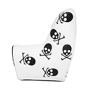 Seacloud Golf Head Cover Blade Putter Cover Skull Pattern Wtih V- Headcover White
