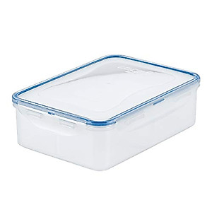 LOCK & LOCK Easy Essentials Food Storage lids/Airtight containers, BPA Free, Rectangle-54 oz-for Snacks (4 Section), Clear