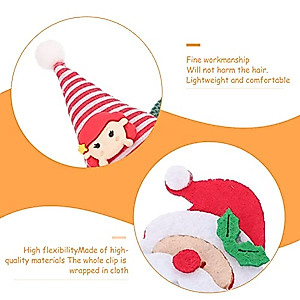 KALLORY 1 set Pin Women Elastic Year Ropes Barrettes Bow Ties Red Christmas Barrette Ring Xmas Girls Party Scrunchies New Hairpin Pom Santa Bows Band Man Rings for Holiday Clips :