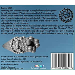 Tourna unisex adult 16g reel Tourna Grit Nano Technology Durable String, Silver, US