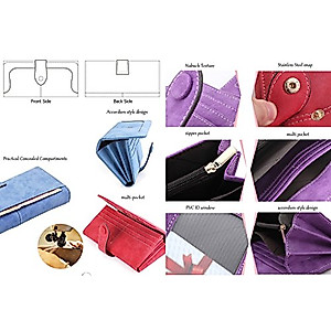 Cynure Women's Vegan Leather 17 Card Slots Card Holder Long Big Bifold Wallet,Coffee