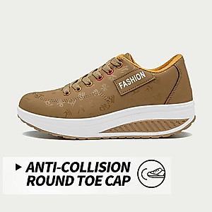 Women's Low Top Casual Walking Platform Wedge Sneakers Stylish Lightweight Sport Shoes Slip on Fashion Comfortable Running Shoes 10 Red, 10.24''Heel to Toe