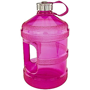1 Gallon BPA Free Plastic Water Bottle for Cold Liquids With Attached Leak Proof Screw Lid - For Gym Office Daily Use, Pink