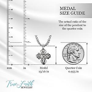 TrueFaithJewelry Sterling Silver 4 Way Medal Cross Pendant Necklace Religious Jewelry, 7/8 Inch