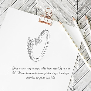 FOREVER QUEEN Arrow Rings 925 Sterling Silver Adjustable Finger Ring for Women