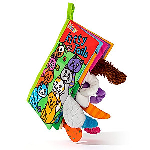 Zocita Baby Soft Animal Tails Activity Cloth Book with Crinkle Fabric, Kitty Tails