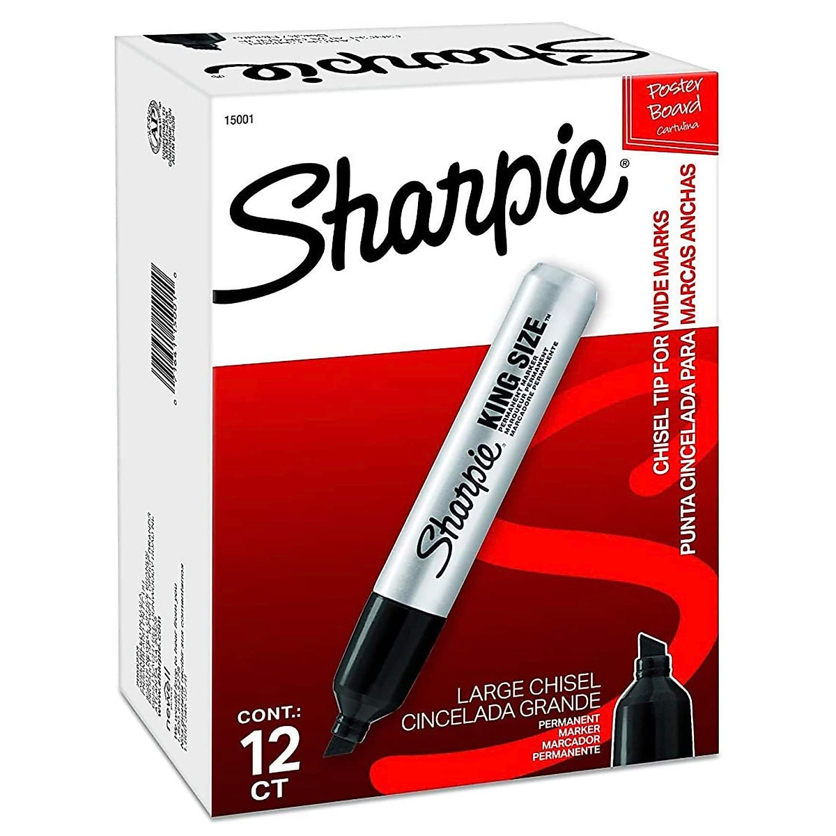 2 Pack 15001 Box of 12 King Size Chisel Tip Permanent Markers