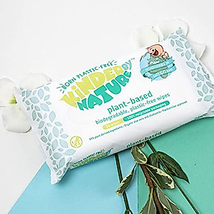Kinder by Nature Plant Based Baby Wipes - 100% Biodegradable & Compostable, 672 Count (12 Packs of 56) - 99% Plant-Based Ingredients, Plastic-Free Wipes