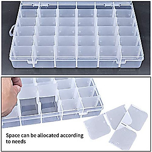 EDOBLUE Embroidery Floss Organizer Box with 36 Adjustable compartments Includes 100 Plastic Floss bobbins and 120 Sticker
