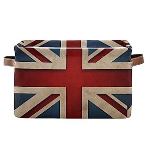 ALAZA British Flag Retro Foldable Storage Box Storage Basket Organizer Bins with Handles for Shelf Closet Living Room Bedroom Home Office 1 Pack