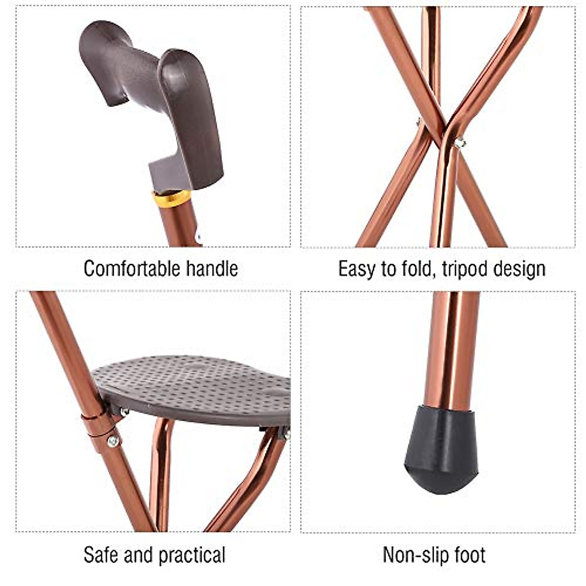 Asixxsix Walking Cane, Widened Folding Aluminum Alloy Durable Walking Chair for Outside