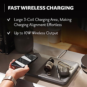 Courant Catch:3 Classics - Italian Leather Wireless Charging Station and Valet Tray (Saddle) - Compatible with iPhone 15, 14, 13, 12, 11, Galaxy S21, S20, Note, AirPods, AirPods Pro