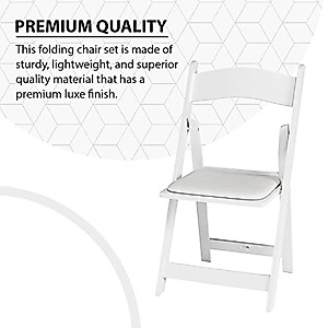 White Resin Stackable Folding Chair - Comfortable White Foldable Chair - Folding Chairs with Padded Seats - Indoor/Outdoor Folding Chairs for Events - Lightweight Foldable Chairs (Set of 4 Pack)