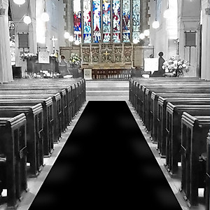 Christmas Black Carpet Runner for Party, 2.6X30 ft, 130 GSM Felt with Double-Sided Tape, Costume Party Decos, Black Runway Rug for Prom