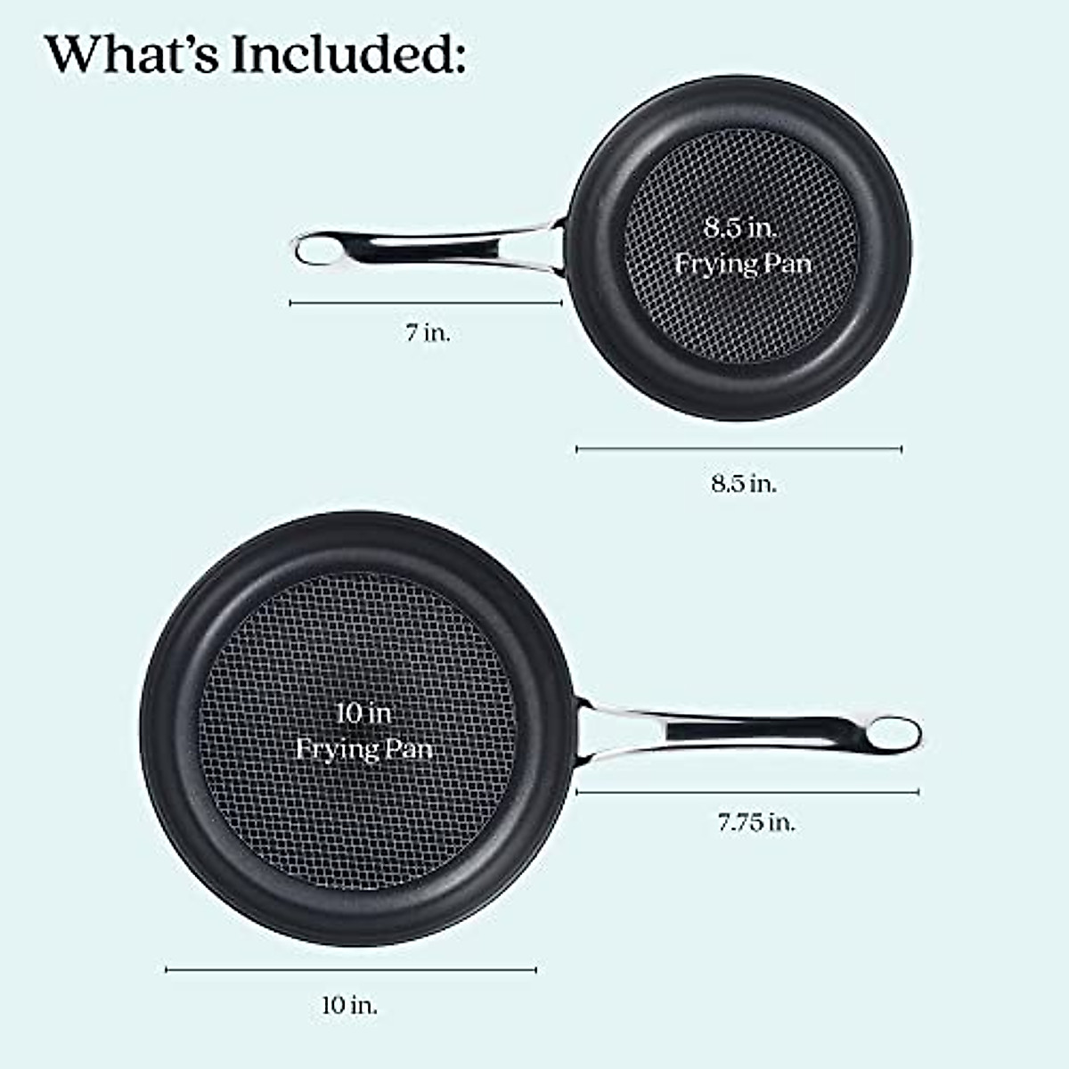 Anolon X SearTech Aluminum Nonstick Cookware Frying Pan Set, 2-Piece, Super Dark Gray
