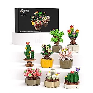Nifeliz Succulents Plant Decor Building Kit, Colorful Succulents Plant Display Set Unique Flower Decor Ideas, Creative Building Project for Adults (604 PCS)