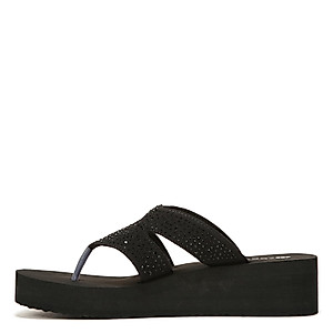 BZees Womens Rio Thong Sandal Black Rhinestone 10 M