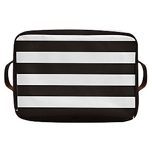 Storage Bins 2 Pack White Black Stripe Fabric Storage Basket for Organizing Closet Shelf Organizer Basket with Handles