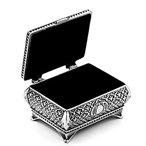 Uloveido Rectangle Shape Small Trinket Box - Retro Ring/Earrings/Necklace Storage Jewelry Organizer Case, Metal Treasure Chest Keepsake Gift Box for Women Girls Y2348