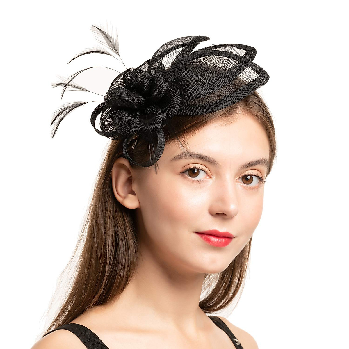 C.Garopl Accessories Fascinators Hats Women Vintage Wedding Fashion Headband Clip Church Cocktail Dresses Headwear Tea Party (Black-01)