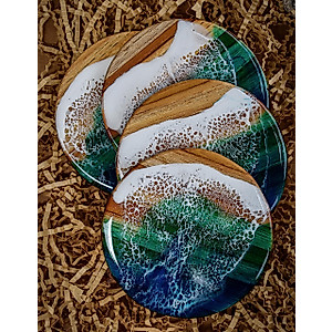 CUTTING BOARD AND CUP HOLDER SET, CHOPPING BOARD AND CUP HOLDER SET, RESIN CUTTING BOARD, CHOPPING BOARD, CUTTING BOARD, OCEAN THEME CUTTING BOARD, CUSTOMIZED CUTTING BOARD, PERSONALIZED CUTTING BOARD