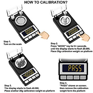 Milligram Scale 50g / 0.001g, Reloading Scale with 2X 20g Calibration Weight, High Precision Jewelry Scale with Large LCD Display, MG Scale for Gold Medicine Powder, Battery Included