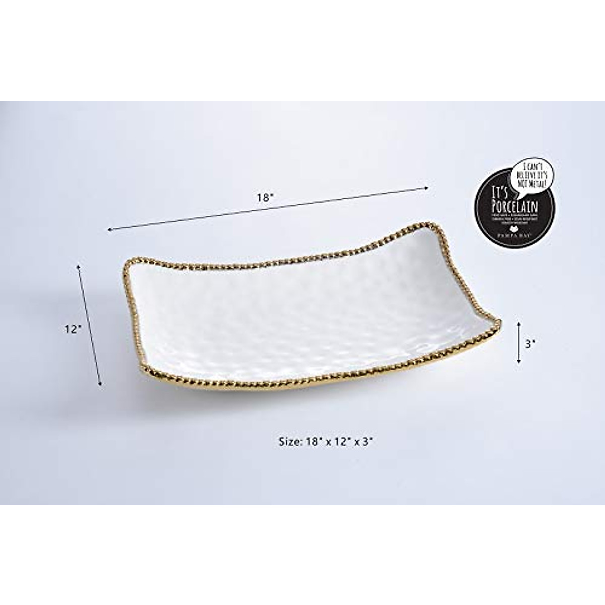 Pampa Bay Porcelain Rectangular Serving Platter Tray (Gold)