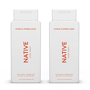 Native Body Wash Contains Naturally Derived Ingredients | For Women & Men, Sulfate, Paraben, & Dye Free Leaving Skin Soft and Hydrated | Citrus & Herbal Musk 18 oz - 2 Pk