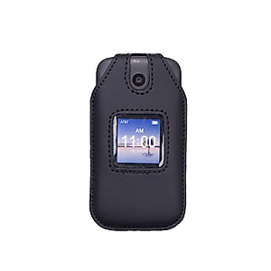 Fitted Leather Case for Alcatel Smartflip/Alcatel Go Flip 3, Features: Rotating Belt Clip, Screen & Keypad Protection, Secure Fit - Smartflip (AT&T Cricket Wireless), Go Flip 3 (Metro PCS T-Mobile)