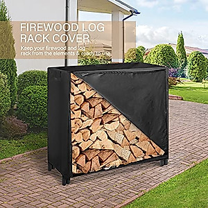 LIBMALL 4ft 600D Oxford Heavy Duty Waterproof Outdoor Firewood Log Rack Cover