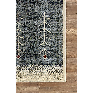 Abani Southwestern Distressed Vintage Style Area Rug, Mesa Collection - Blue & Beige Plant Stalk Design 4' x 6' Accent Rug Rugs