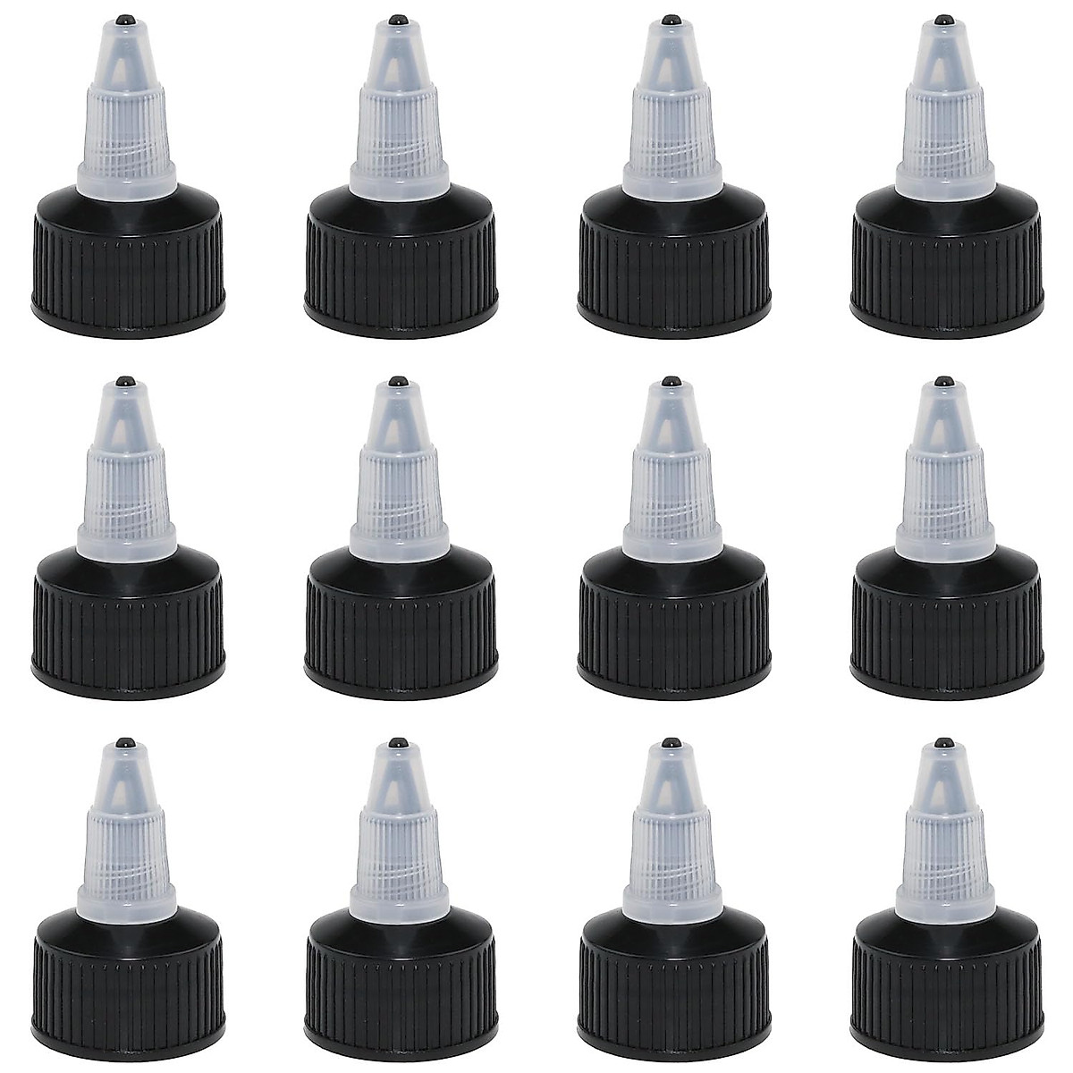 AYLIFU 12 PCS 24/410 Natural Twist Top Caps Black Bottle Dispensing Caps Squeeze Bottle Replacement Twist Caps for Squeeze Bottles, Replacement Caps, Cosmetics Bottles, Crafts Bottles