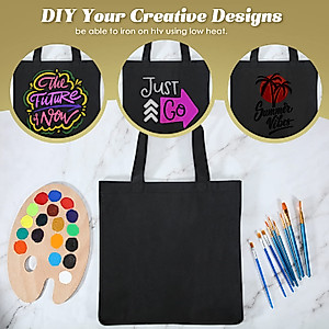 100 Pieces Reusable Totes Bag Set Non Woven Grocery Bag with Handles Fabric Portable Tote Bag Bulk for Shopping Merchandise Events Parties Boutiques Retail Stores (Black)