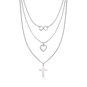 Ross-Simons Italian Sterling Silver Multi-Symbol Layered Necklace. 16 inches