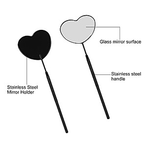 Lash Mirror, Detachable Heart Shape Eyelash Mirror with Knurled Handle, 45° Angle Design Hand Mirror, for Eyelash Extension, Lipstick and Mascara Applying, Eyeliner Drawing