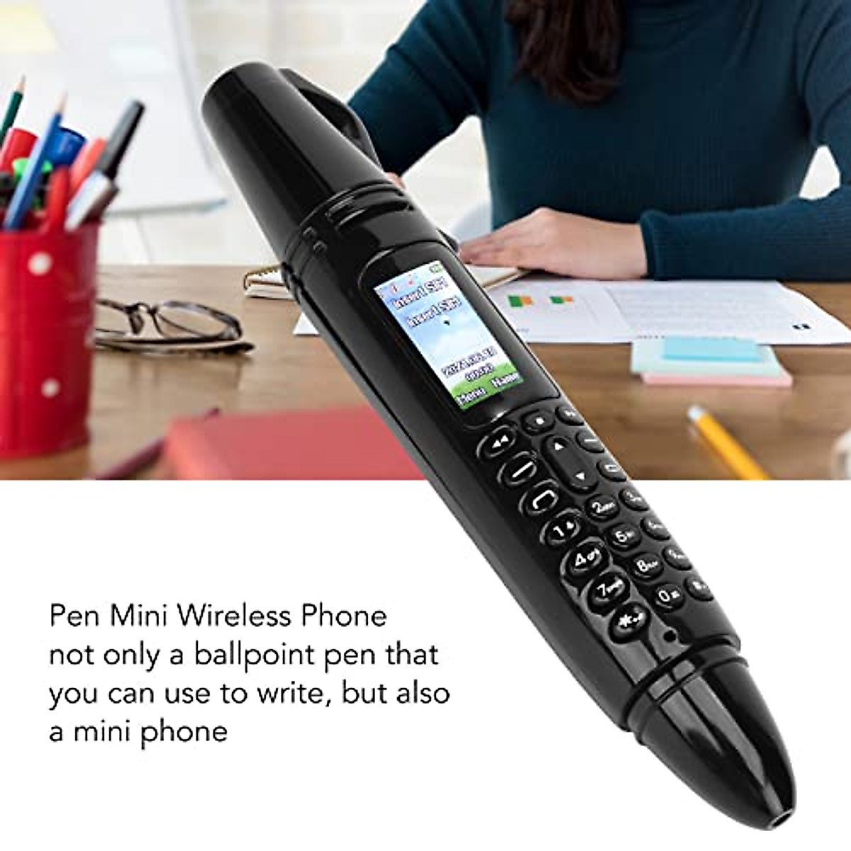 Yunseity Pen Mini Cell Phone Bluetooth Dialer 0.96in Tiny Screen Mobile Phone Support GSM Dual SIM Max 32G TF Card with Camera Flashlight Radio Music Player Rechargeable Mini Pen Cellphone