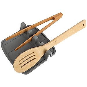 Lily's Home Large Silicone Spoon Rest for Stove Top with Drip Pad, Kitchen Utensil Spoon Holder for Grill Utensils, Spatula, Tongs, Ladles, BPA-Free & Heat Resistant