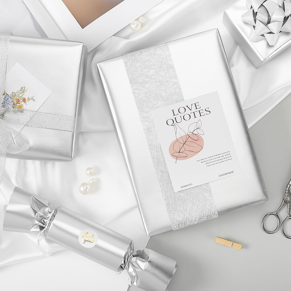 Homeral Jumbo Matte Silver Wrapping Paper Roll - Solid Color for Birthday, Wedding, Christmas, All Occasion - 30 Inch x 32.8 Feet