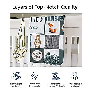 MDPrints Woodland Personalized Baby Blankets - Custom Baby Blanket with Name for Boys - Soft Plush Fleece (Woodland 214b)