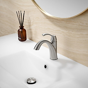 TimeArrow Brushed Nickel 1-Handle Single Hole Bathroom Faucet, 3-Hole Deck Plate, Pop-Up Drain and Water Supply Lines Included, TAF206-BN