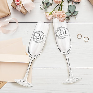 Tom Boy 20th Anniversary Champagne Flutes, Wedding Gifts Anniversary for Couple, 20th Wedding Anniversary Champagne Flutes Glasses Set of 2, Couple gifts, 20th Anniversary for Couple Gift