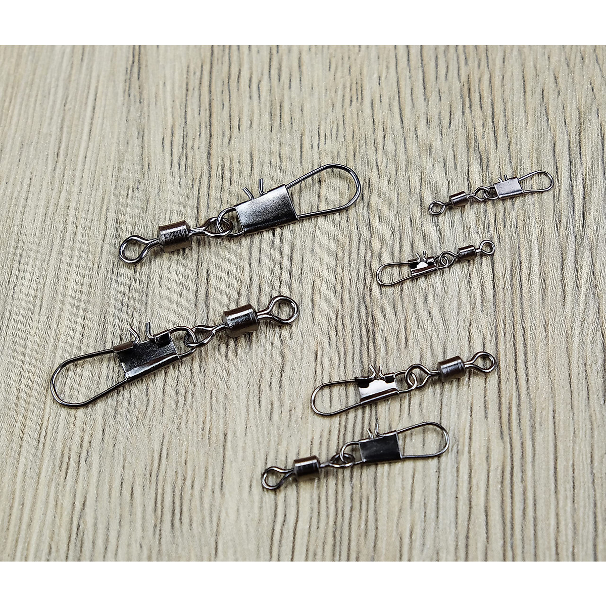 Piscorush Fishing Swivel Snaps Rolling Swivel with Interlock Snaps Barrel Fishing Lure Line Connector High Strength Snap Swivels Tackle Stainless Accessories (6# (28lb) / 60Pcs)